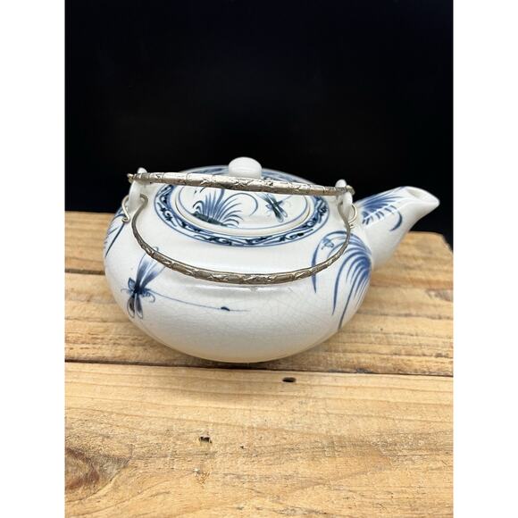 Accents | Blue Dragonfly Pottery Teapot Bat Trang Hanoi Vietnamese Tea ...